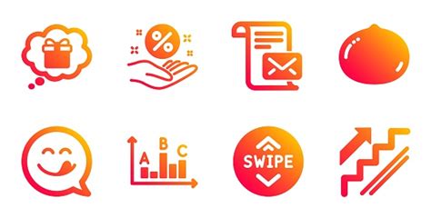 마카다미아 너트 설문 조사 결과 및 선물 꿈 아이콘 세트 위로 스 와이프 대출 퍼센트 및 메일 편지 표지판 벡터 계단에 대한 스톡 벡터 아트 및 기타 이미지 Istock