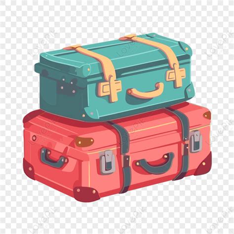 여행 가방 클립 아트 흰색 배경 만화에 두 개의 스택 가방 벡터수하물제품 Png 일러스트 무료 다운로드 Lovepik