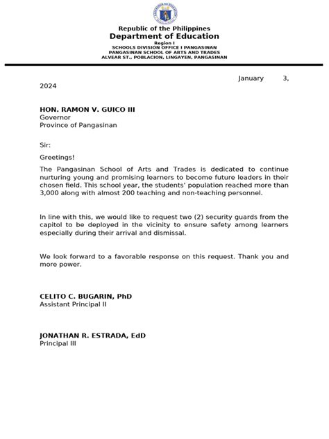 Request Letter Security Guard Pdf