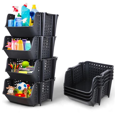 Stackable Storage Bins Stackable Storage Boxes With Open Front Free