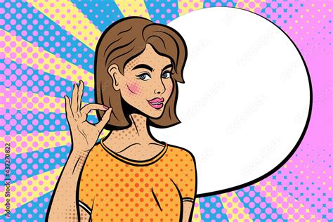 Sexy Pop Art Woman With Squinted Eyes And Open Mouth Background In Comic Style Retro Pop Art