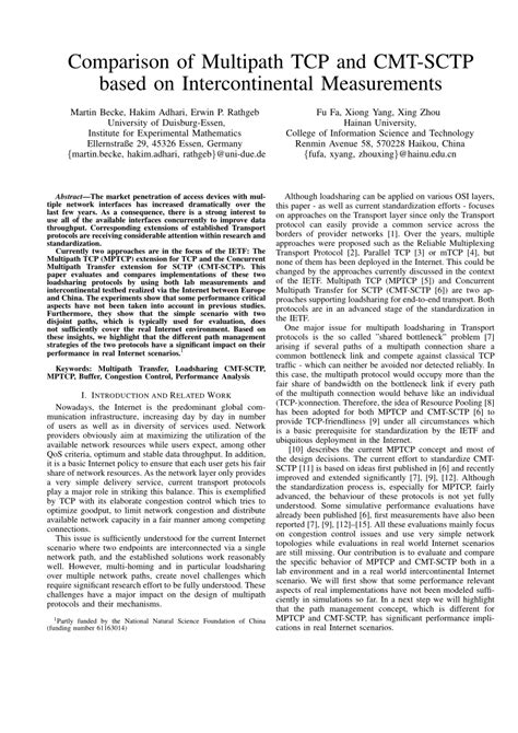 Pdf Comparison Of Multipath Tcp And Cmt Sctp Based On Intercontinental Measurements
