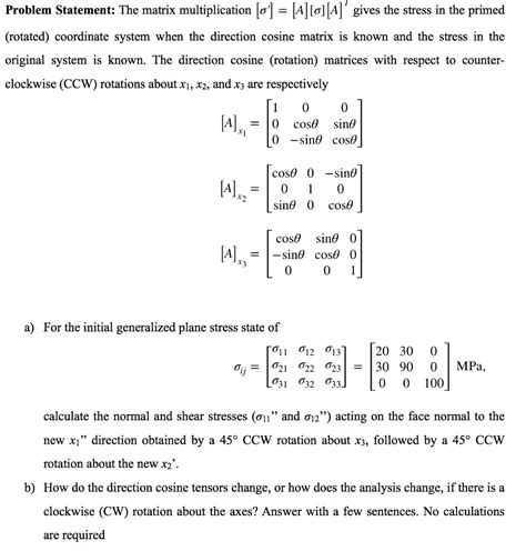 solved problem statement the matrix multiplication σ [σ]a