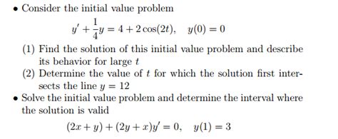 solved consider the initial value problem y 1 4 y 4