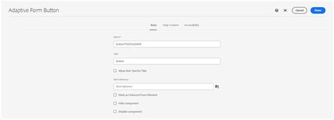 adaptive forms core component button adobe experience manager