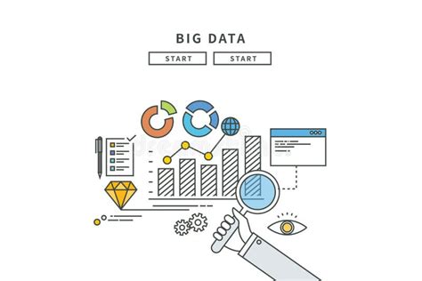 Simple Line Flat Design Of Big Data Modern Illustration Stock Illustration Illustration Of