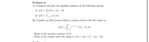 Solved Problem 3 A Compute And Plot The Impulse Response Chegg Com