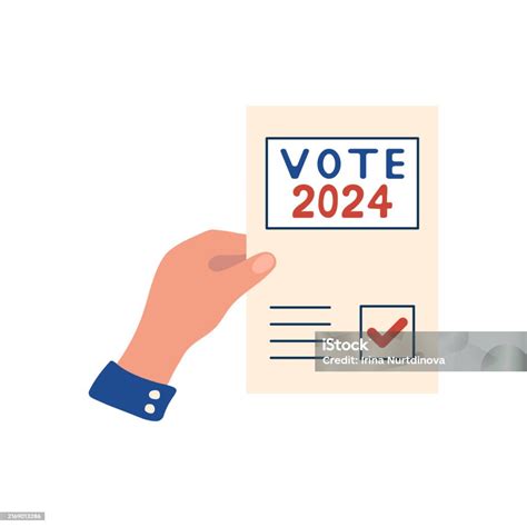 2024년에 투표하세요 투표 용지를 들고 있는 손 투표하는 사람들 선거 디자인을 위한 요소 고립 된 벡터 일러스트 레이 션 2024년에 대한 스톡 벡터 아트 및 기타 이미지