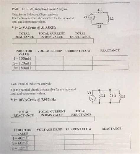 Solved L1 L2 Part Four Ac Inductive Circuit Analysis One