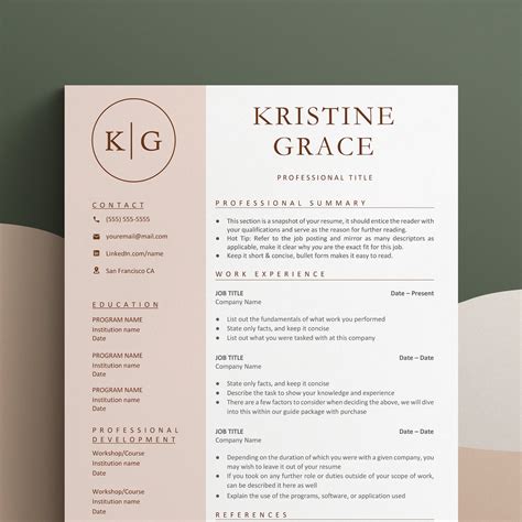 Monogram Resume Cv Template Word Resume Google Doc Cv Google Docs CV Template Modern CV
