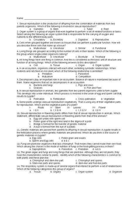 Long Quiz Long Quiz In Science Name Sexual Studocu