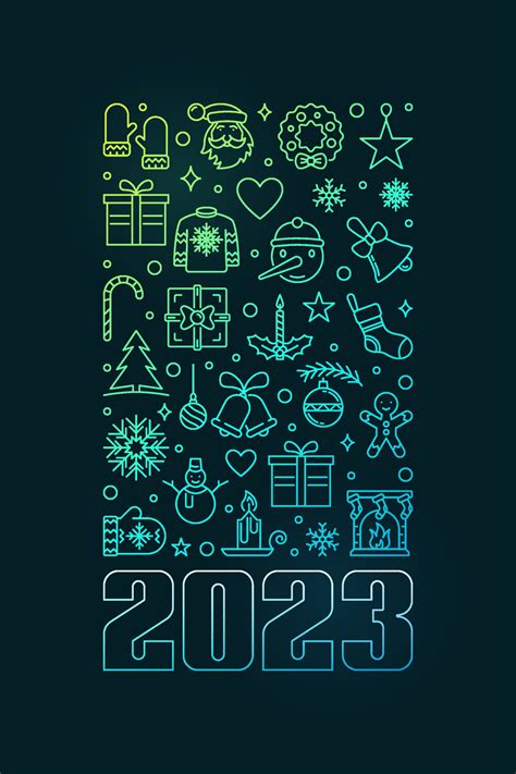 Merry Christmas And Happy 2023 New Year Vector Concept Colorful Vertical Outline Banner 12741901