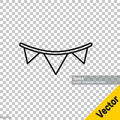 투명 한 배경에 격리 된 플래그 아이콘블랙 라인 카니발 화환 생일 축하 축제 장식파티 페넌트 벡터 갈란드 장식품에 대한 스톡 벡터 아트 및 기타 이미지 Istock