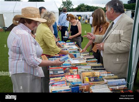 Book Stall At Village Summer Fete Timsbury Somerset England Stock