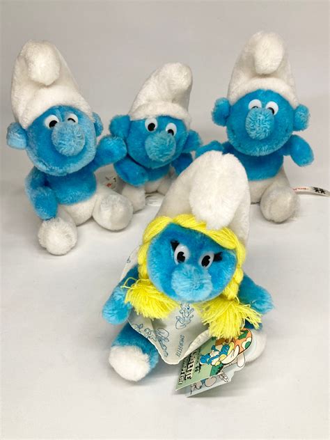Vintage Smurfs Plushie Set Etsy