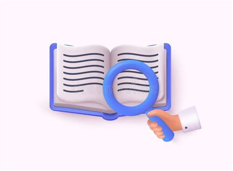 Magnifying Glass With Open Book Vector Render Illustration 3d Web