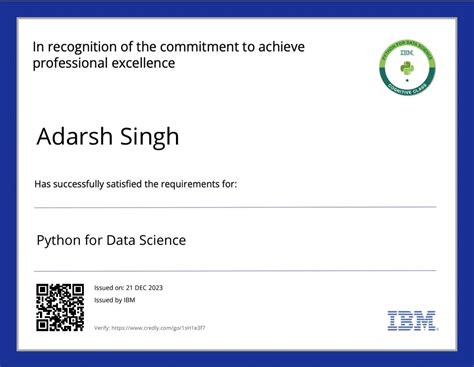 Datascience Python Badgeofhonor Ibmdatascience Adarsh Singh