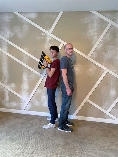 Diy Geometric Feature Wall On Textured Walls Wallpaper Accent Wall