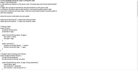 Solved Oop Paradigm Should Be Used In Writing The Code