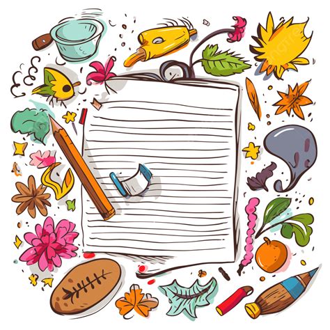 다채로운 꽃과 다른 물체 만화가 많은 연필과 펜의 필기 클립 아트 낙서 스케치 벡터 필적 클립 아트 만화 Png 일러스트 및 벡터 에 대한 무료 다운로드 Pngtree