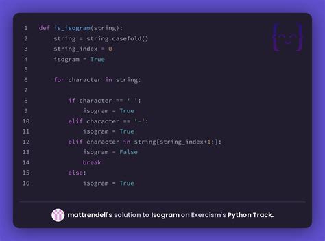 Mattrendells Solution For Isogram In Python On Exercism