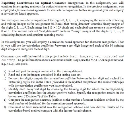 Solved Exploiting Correlations For Optical Character