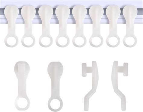 Curtain Glider Hooks White Plastic Curtain Hook For Curtain Rail Track Pack Of 50…