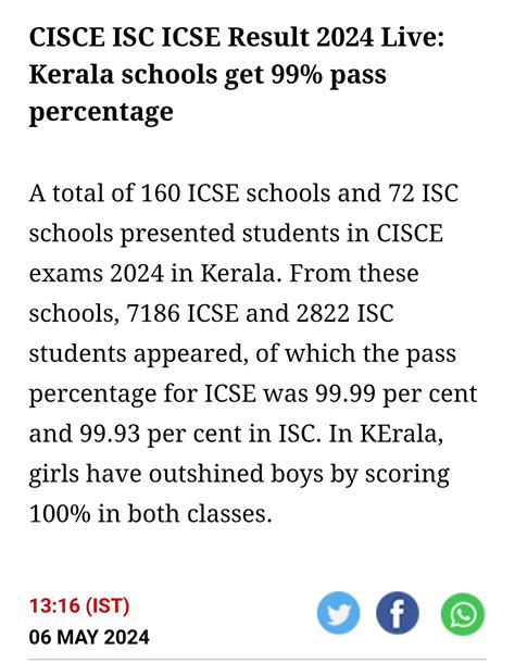 ISC ICSE Result Kerala Babes Get Pass Percentage R Kerala