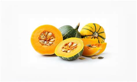 Assorted Fresh Squash Variations On White Background Stock Illustration Illustration Of Vegan