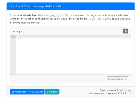 solved define a function below called write avg to file the