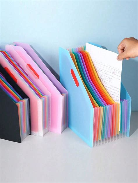 1pc Diagonal Vertical Folder A4 Large Capacity Paper Storage And Arrangement Of Data Bag Organ