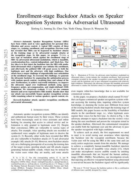 Pdf Enrollment Stage Backdoor Attacks On Speaker Recognition Systems