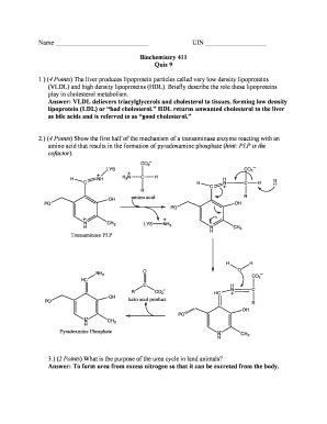 Fillable Online Tamu Name UIN Biochemistry 411 Quiz 9 1 4 Points