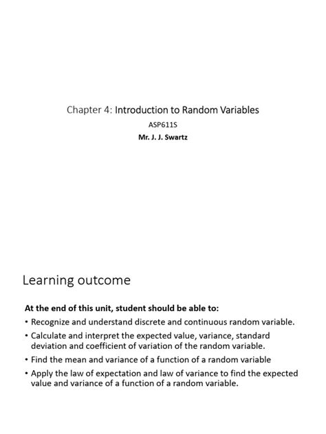 Random Variable Pdf Variance Random Variable