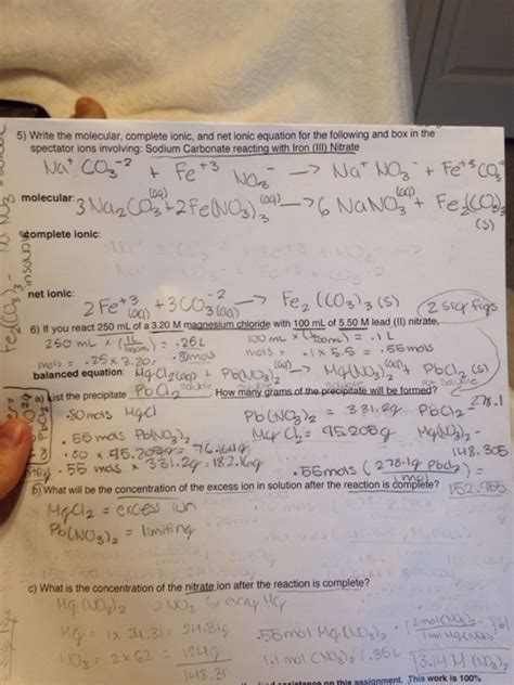 Solved Write The Molecular Complete Ionic And Net Ionic Chegg