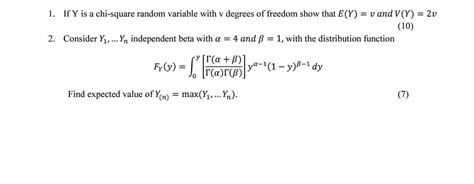 Solved 1 If Y Is A Chi Square Random Variable With V