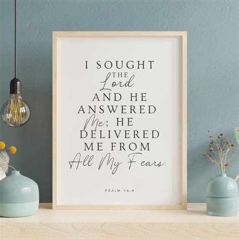 Psalm 344 Scripture Digital Print I Sought The Lord And He Answered