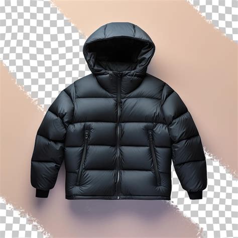 Черная мужская куртка пуховик сфотографированная на прозрачном фоне манекена призрака Премиум