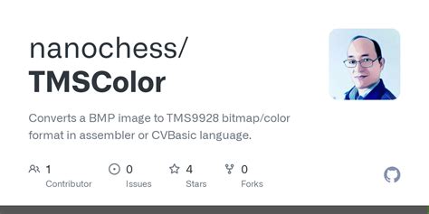 GitHub Nanochess TMSColor Converts A BMP Image To TMS9928 Bitmap Color Format In Assembler Or
