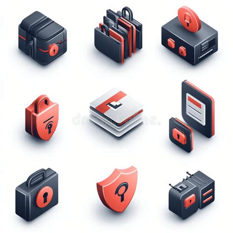 Isometric Data Security Icons Privacy Protection Secure Files Ai