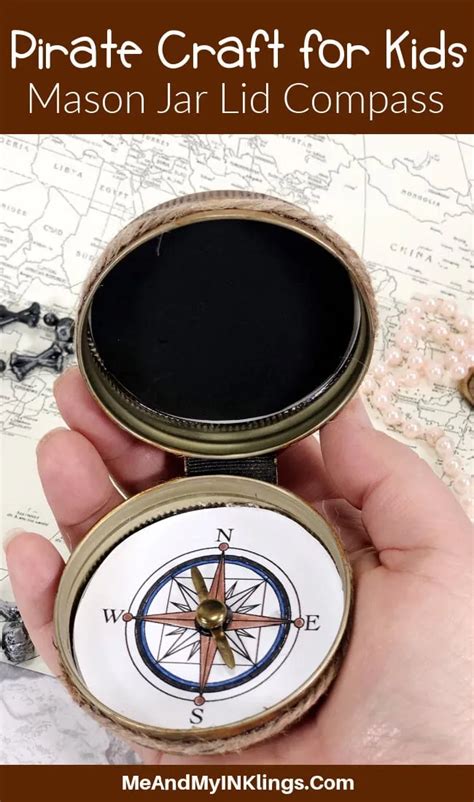 Pirate Mason Jar Lid Compass Laura Kellys Inklings