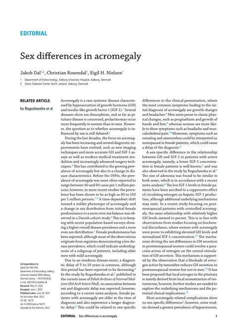 Pdf Sex Differences In Acromegaly