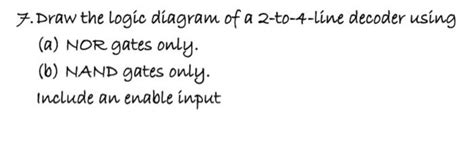 Solved 7 Draw The Logic Diagram Of A 2 To 4 Line Decoder