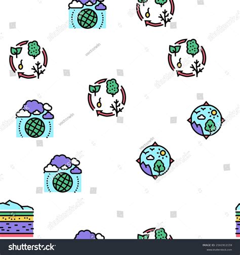 ecosystem environment vector seamless pattern thin stock vector
