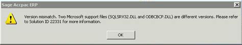 MPECS Inc Blog Sage Accpac ERP Version Mismatch Error Refer To Solution ID 22331