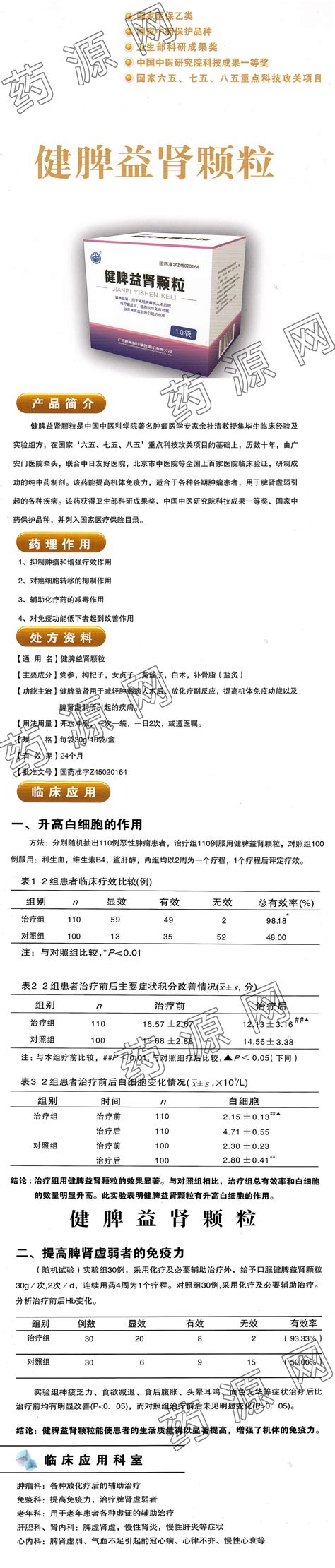 健脾益肾颗粒说明书 药源网