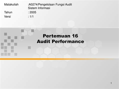 Ppt Pertemuan 16 Audit Performance Powerpoint Presentation Free
