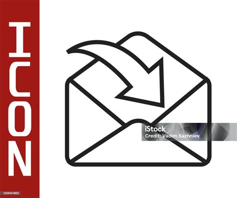 흰색 배경에 격리된 검은색 줄 봉투 아이콘입니다 메시지 개념을 받았습니다 새 이메일 수신 메시지 Sms 메일 편 배달 서비스 벡터 일러스트레이션 Brand Name
