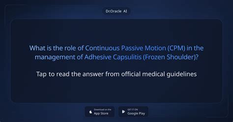 What Is The Role Of Continuous Passive Motion Cpm In The Management Of Adhesive Capsulitis