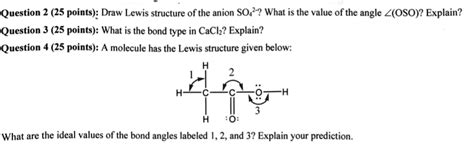 SOLVED Question 2 25 Points Draw Lewis Structure Of The Anion SO